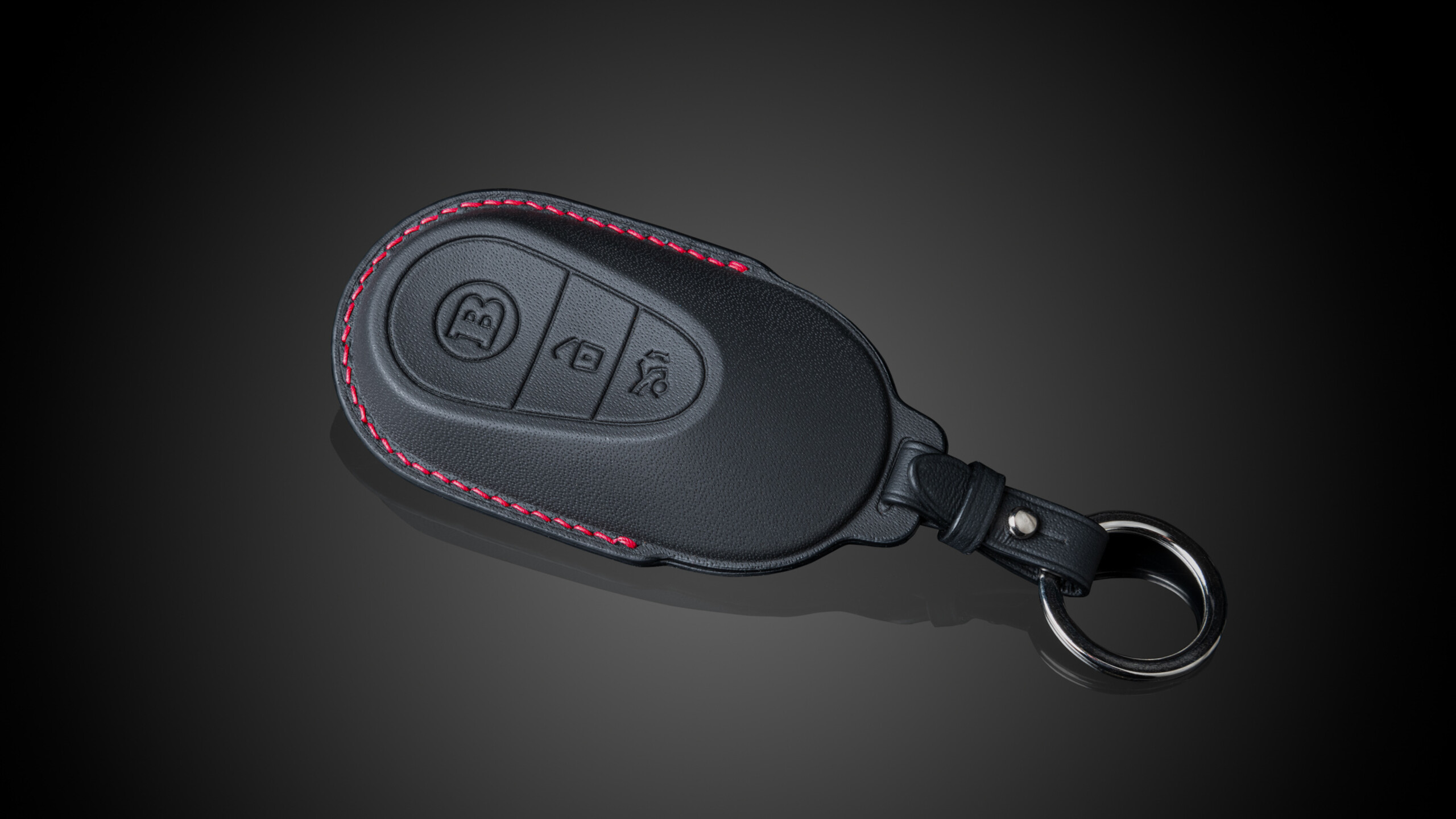 Leather key cover black-red Mercedes W 206 AMG Line
