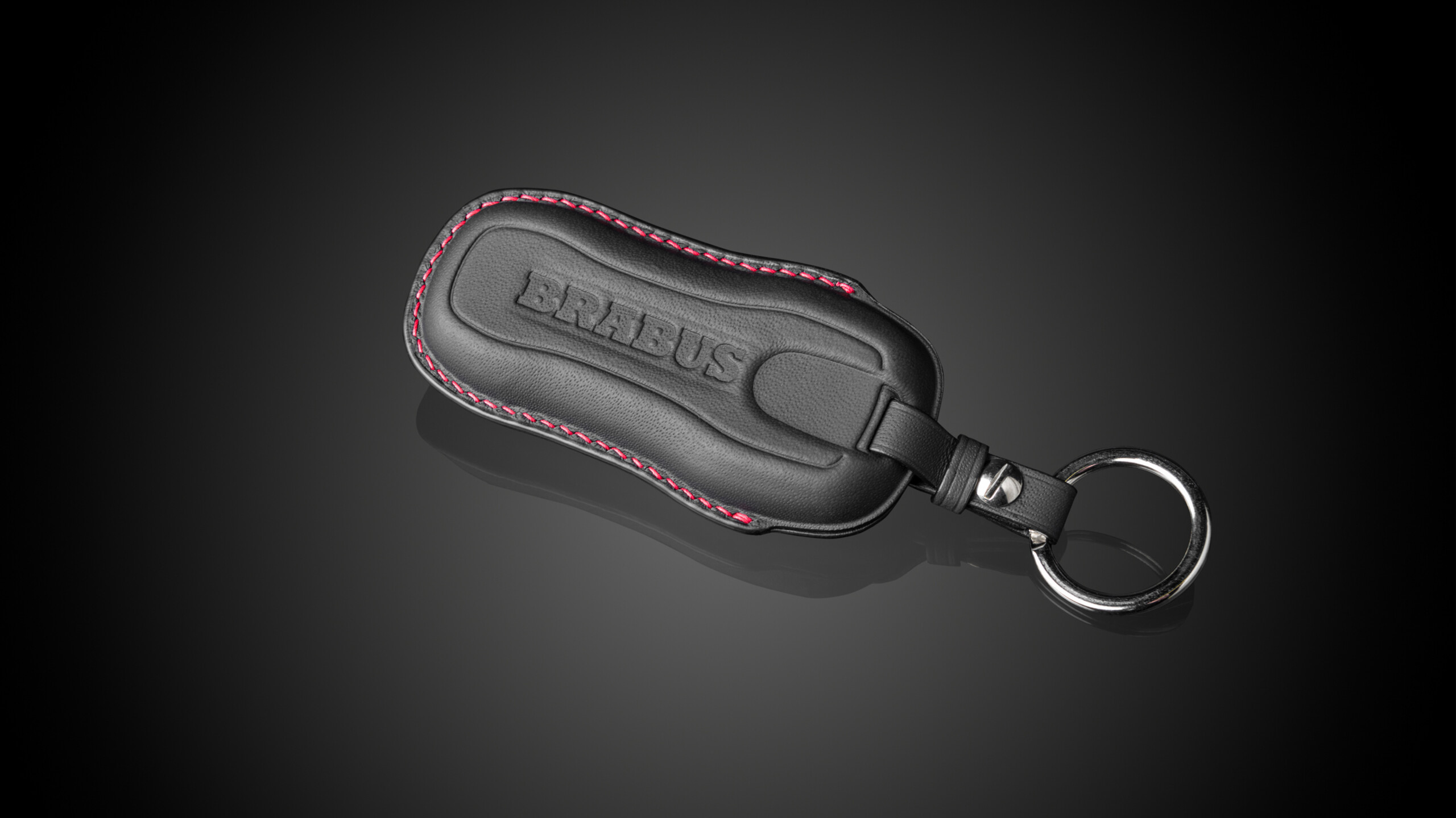 Leather key cover black-red BRABUS for Porsche 911 Turbo