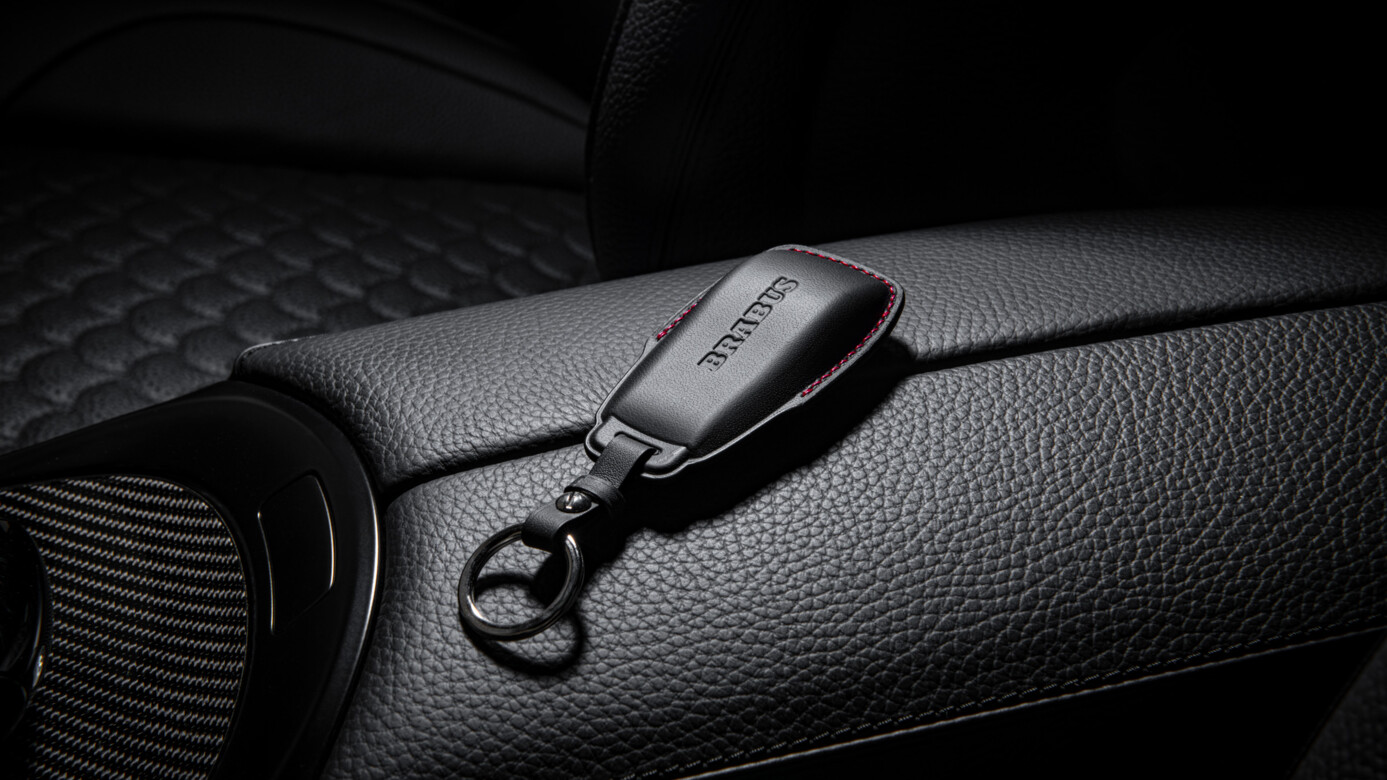 Leather key cover black-red Mercedes W 463A AMG G 63